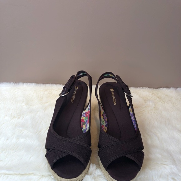 Naturalizer | Shoes | Naturalizer Sistine Brown Linen Slingback Wedge ...